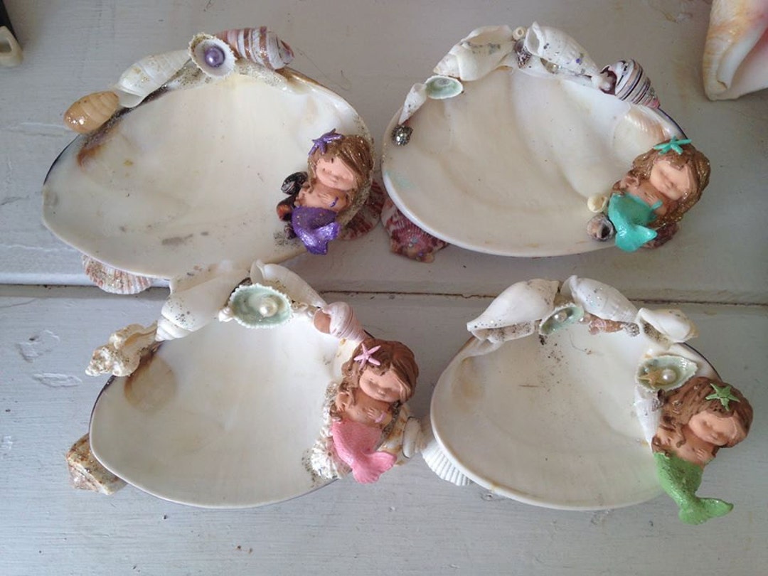 Darling Clam Shell Soap Dishes With Sleeping Baby Mermaid. - Etsy