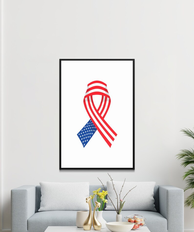American Flag Ribbon Digital Download, Patriotic Ribbon Clipart, Red ...