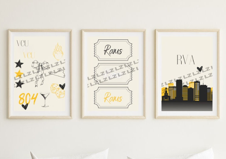 VCU Wall Art Set- Virginia Commonwealth University Wall Art- VCU Rams ...