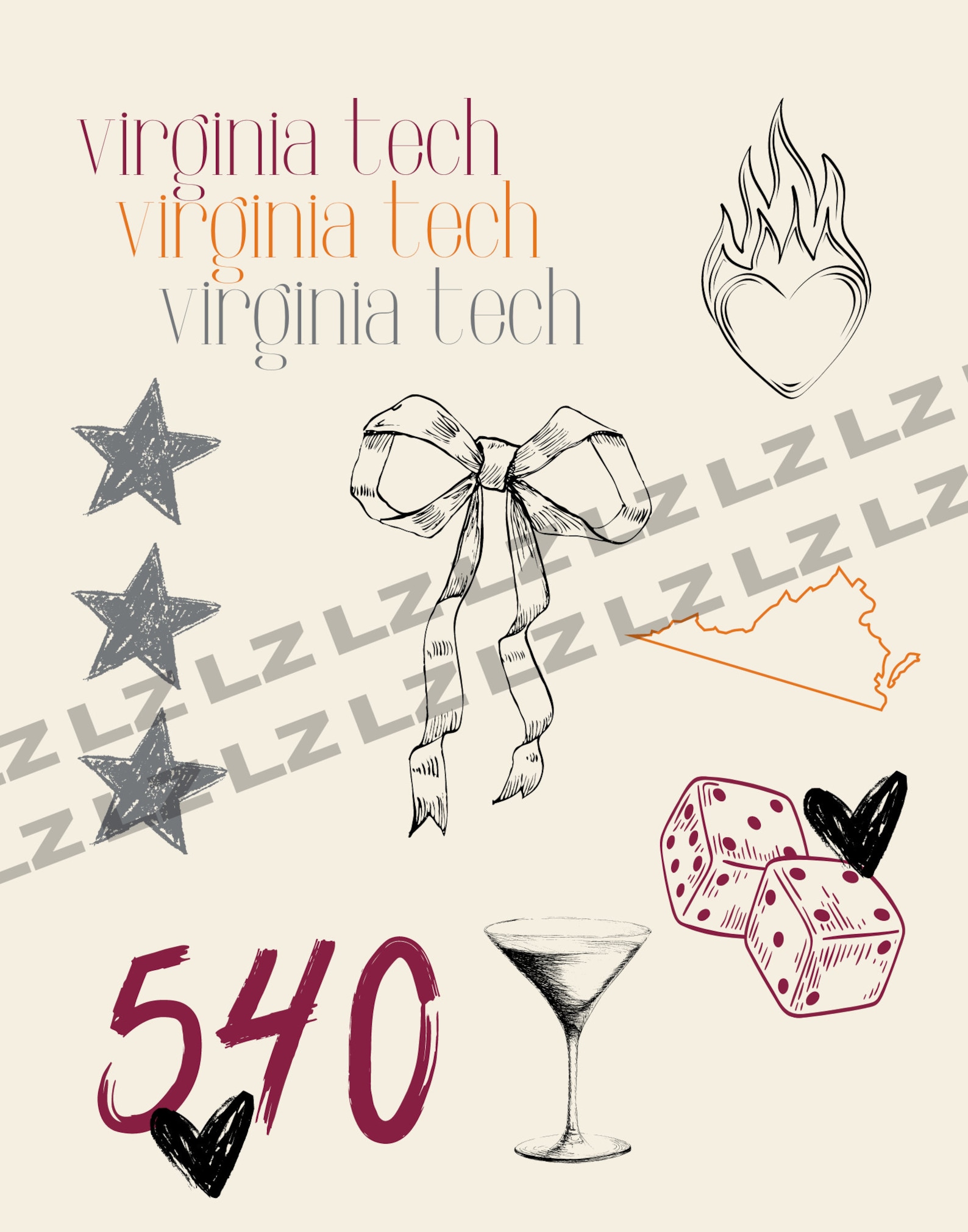 Virginia Tech Wall Prints- Set of 3 Wall Prints- Hokies Wall Decor - VT ...