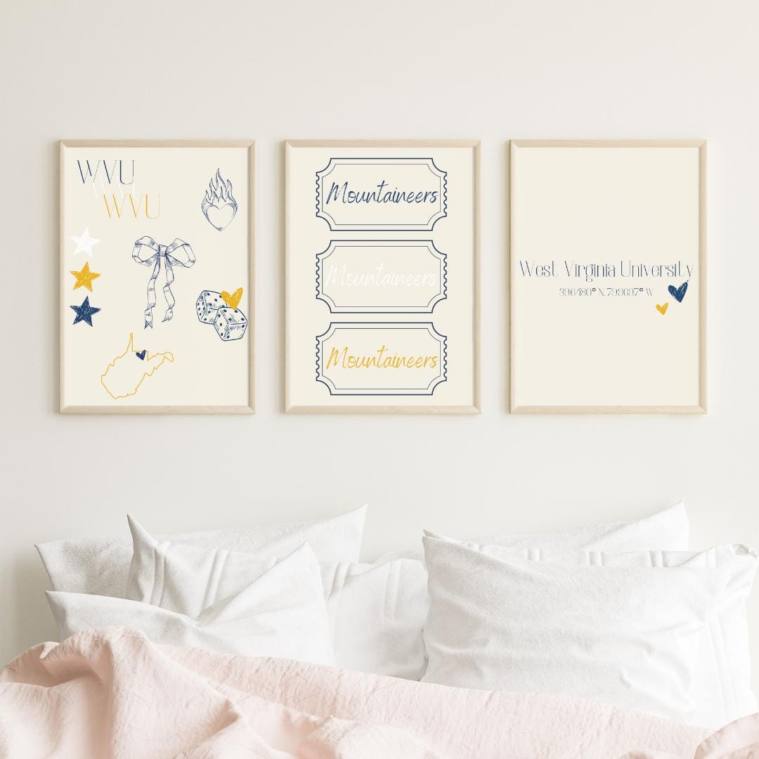 WVU Wall Decor, West VA University Digital Prints, Digital Prints for ...