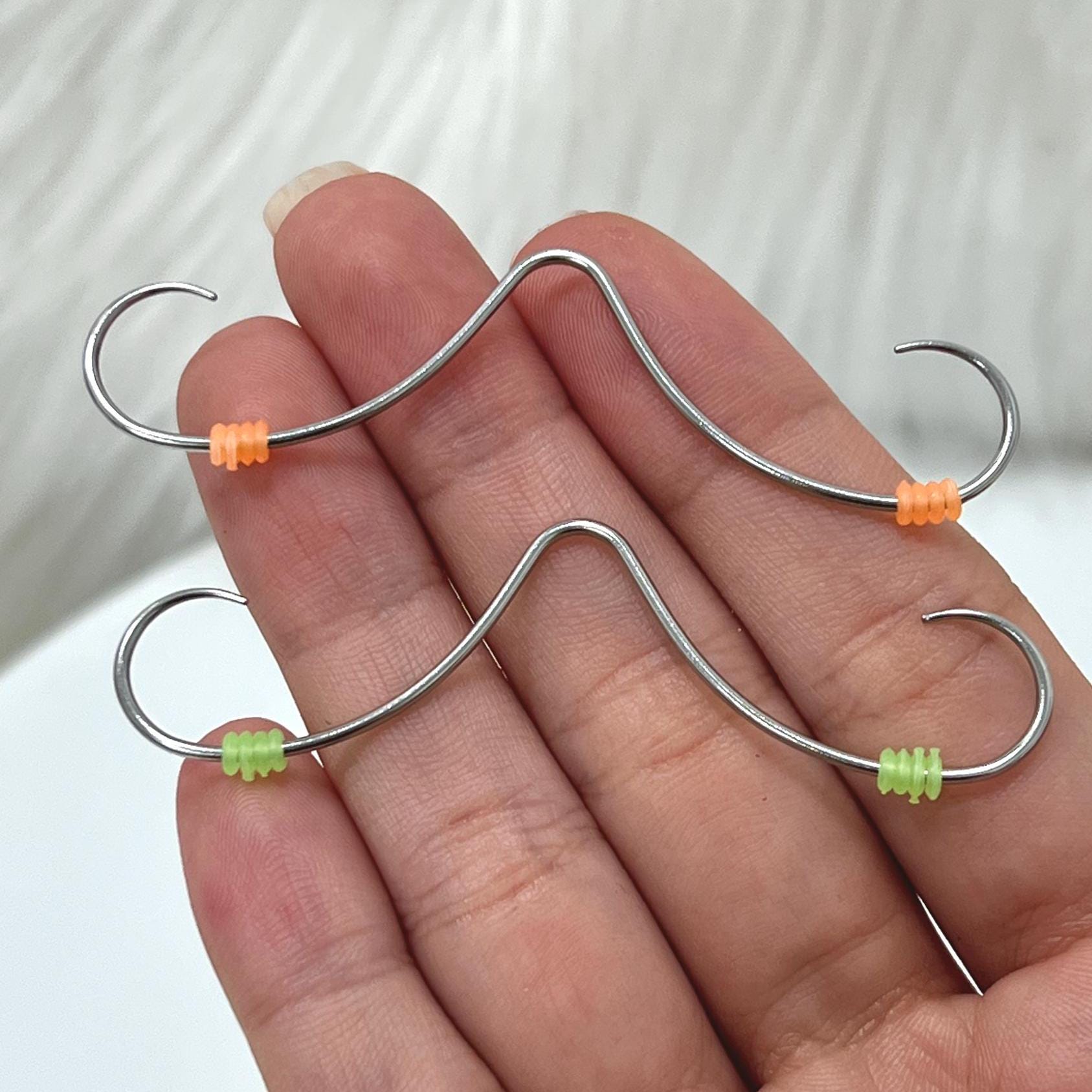 16G Titanium Septum Mustache Nose Ring With Removable Glow-in-the-dark ...