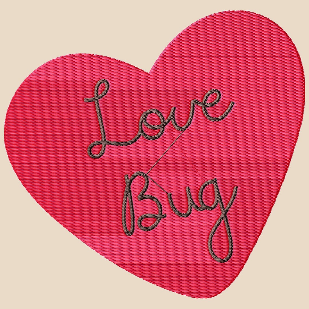 Love Bug Heart Embroidery File for 4x4 Hoop | Digital Download for ...