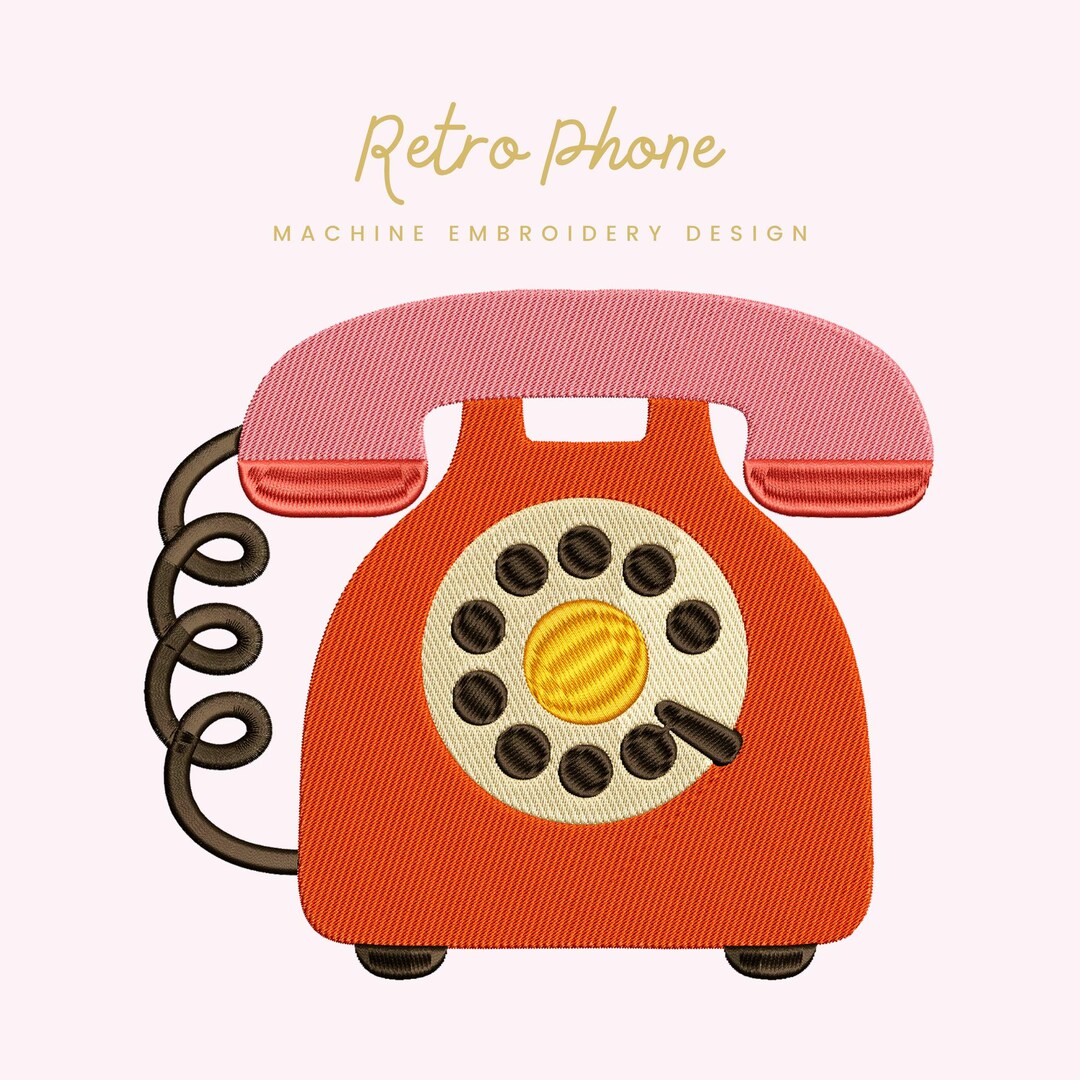 Retro Phone Embroidery File | Digital Download for Machine Embroidery ...
