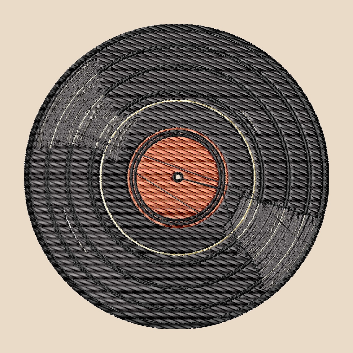 Vintage Vibes Vinyl Record Embroidery File for 4x4 Hoop | Digital ...