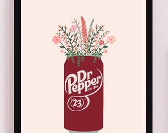 Dr Pepper Wall Art diet Instant Digital Download Floral Wall Decor ...