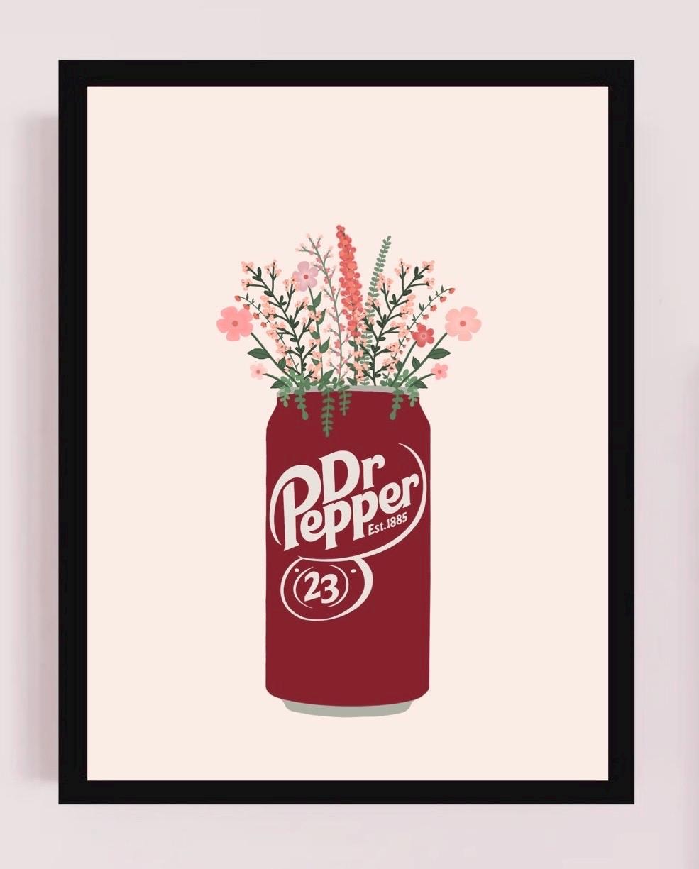 Dr Pepper Wall Art - Instant Digital Download - Floral Wall Decor ...