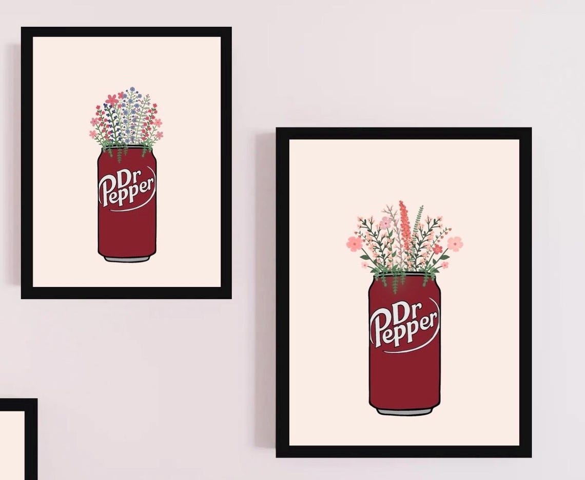 Dr Pepper Wall Art - Instant Digital Download - Floral Wall Decor ...