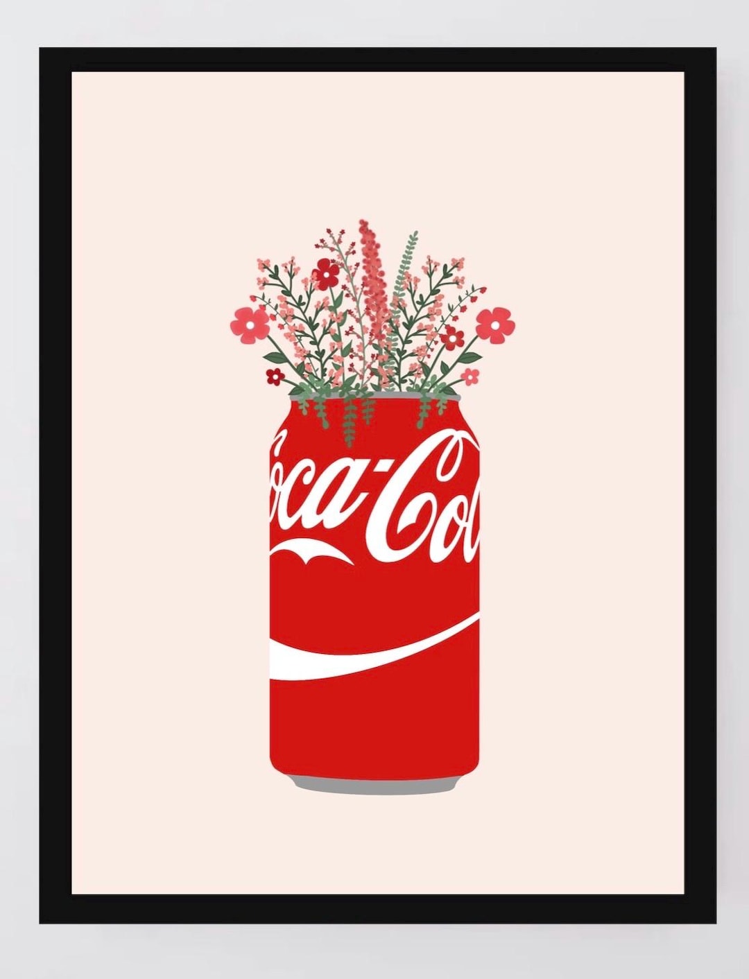 Coca Cola Wall Art - Red Floral Decor - Instant Digital Download ...