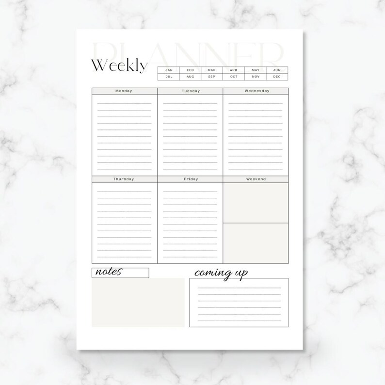 Weekly Planner Printable to Do List, Minimal Weekly Schedule, Weekly ...