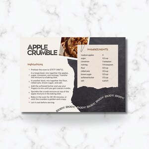 Minimal Apple Crumble Recipe Card Template Canva Simple Recipe Card ...