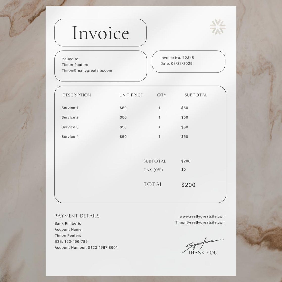Invoice Template Minimalist Business Invoice, Small Business Template ...