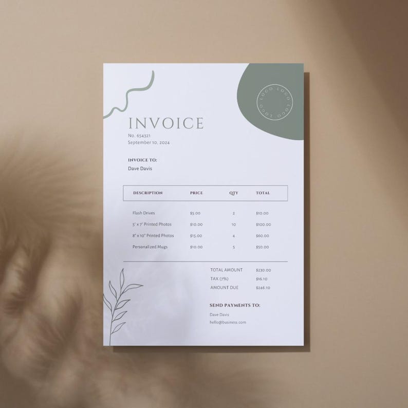 Invoice Template - Minimalist Studio Invoice, Small Business Template ...