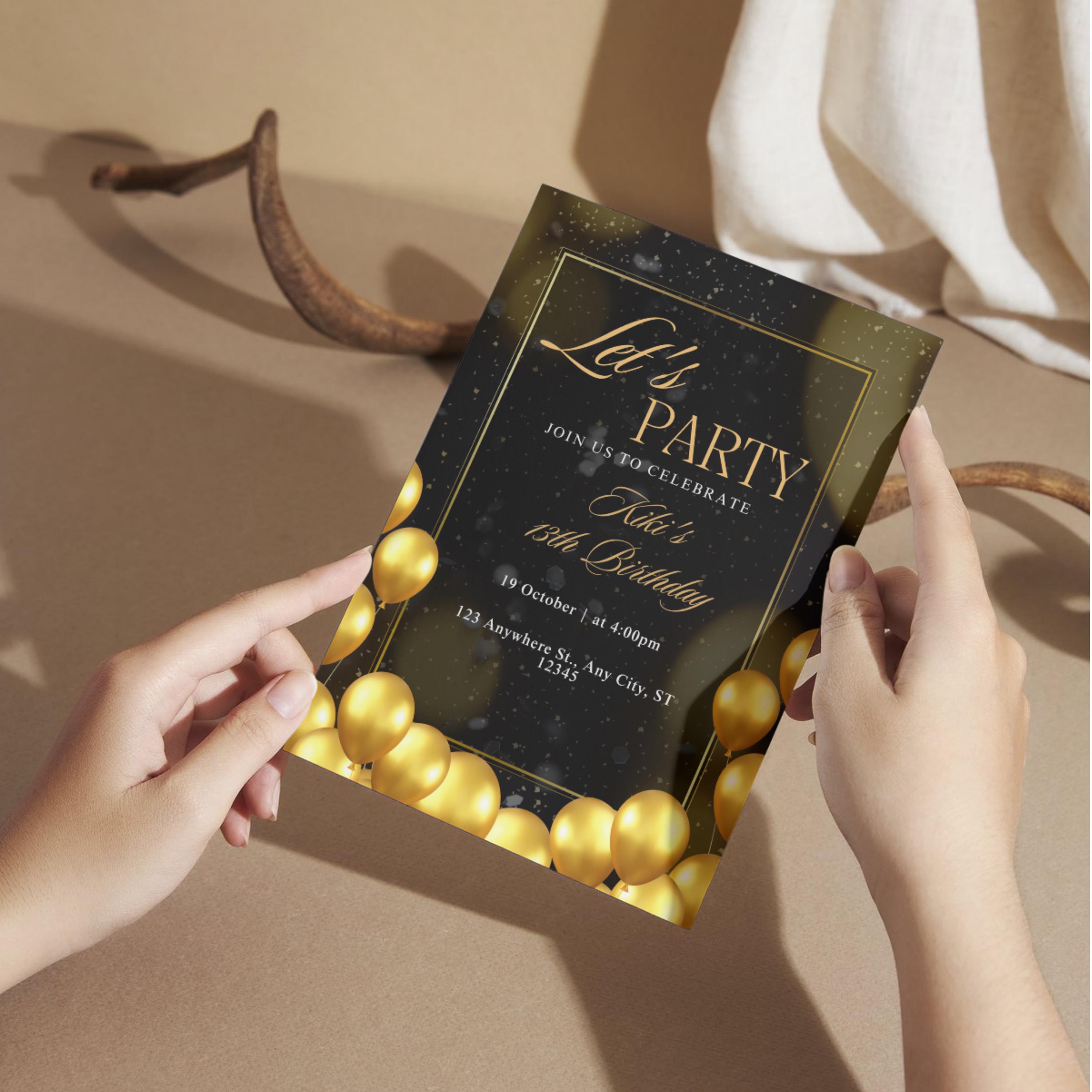 Classy Birthday Invitation Template Party Simple Customizable B-day ...