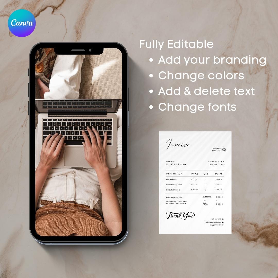 Invoice Template - Minimalist Studio Invoice, Small Business Template ...