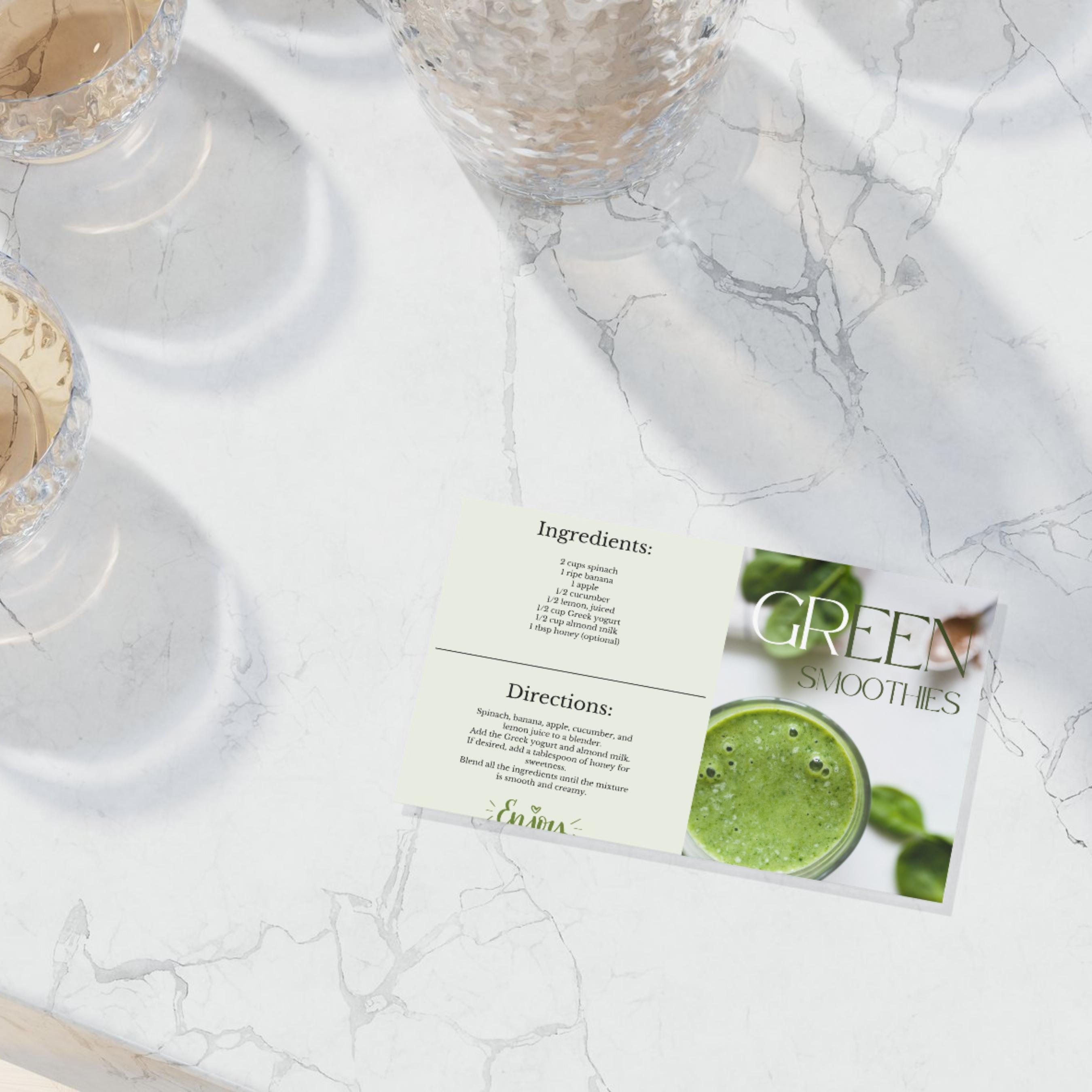 Green Smoothie Minimal Recipe Card Template Canva Simple Recipe Card ...