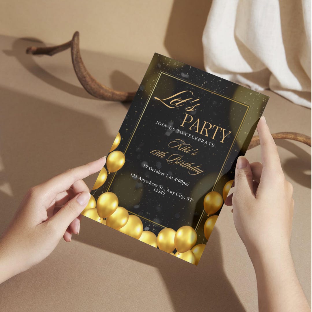 Classy Birthday Invitation Template Party Simple Customizable B-day ...