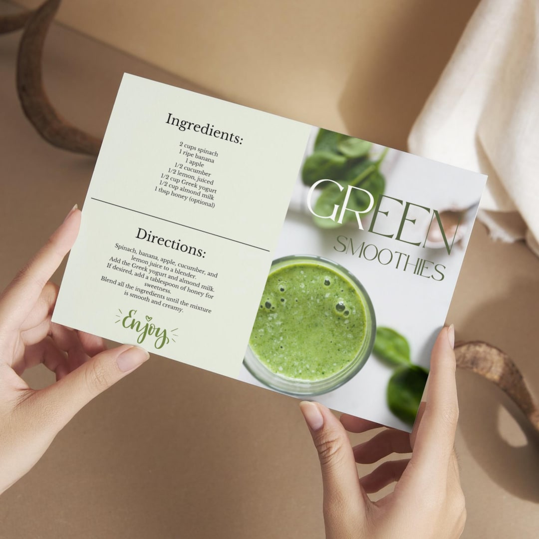 Green Smoothie Minimal Recipe Card Template Canva Simple Recipe Card ...