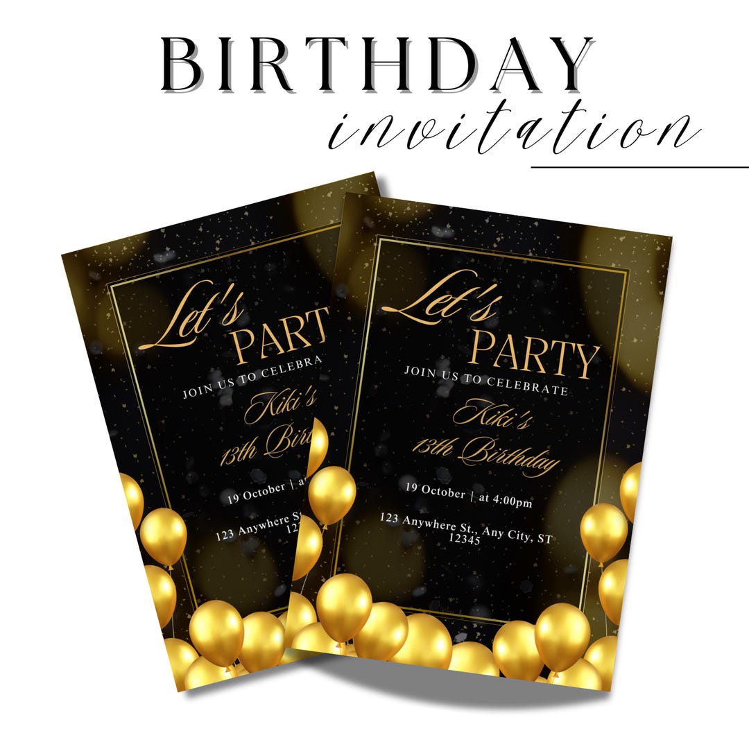 Classy Birthday Invitation Template Party Simple Customizable B-day ...