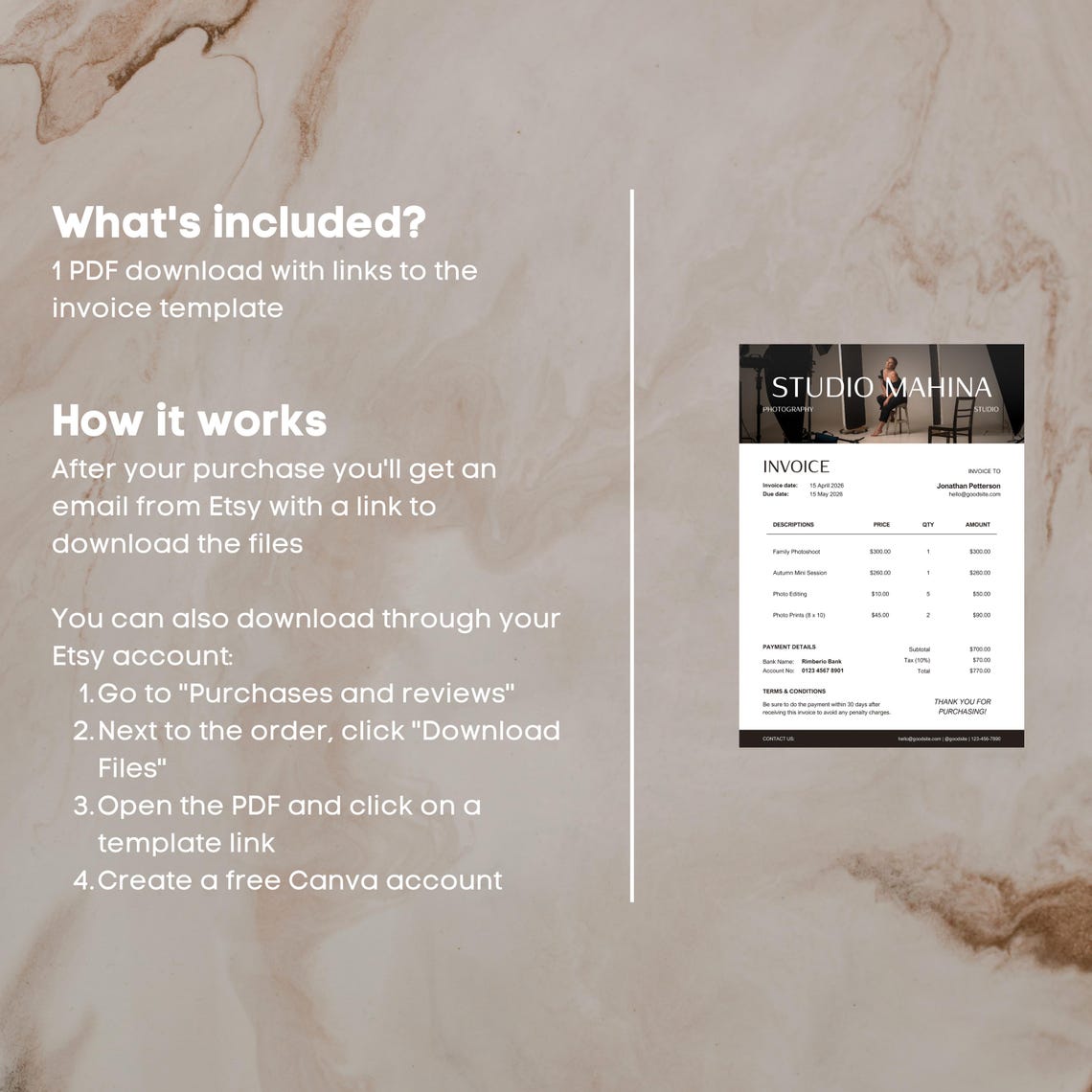 Invoice Template Minimalist Studio Invoice, Small Business Template ...