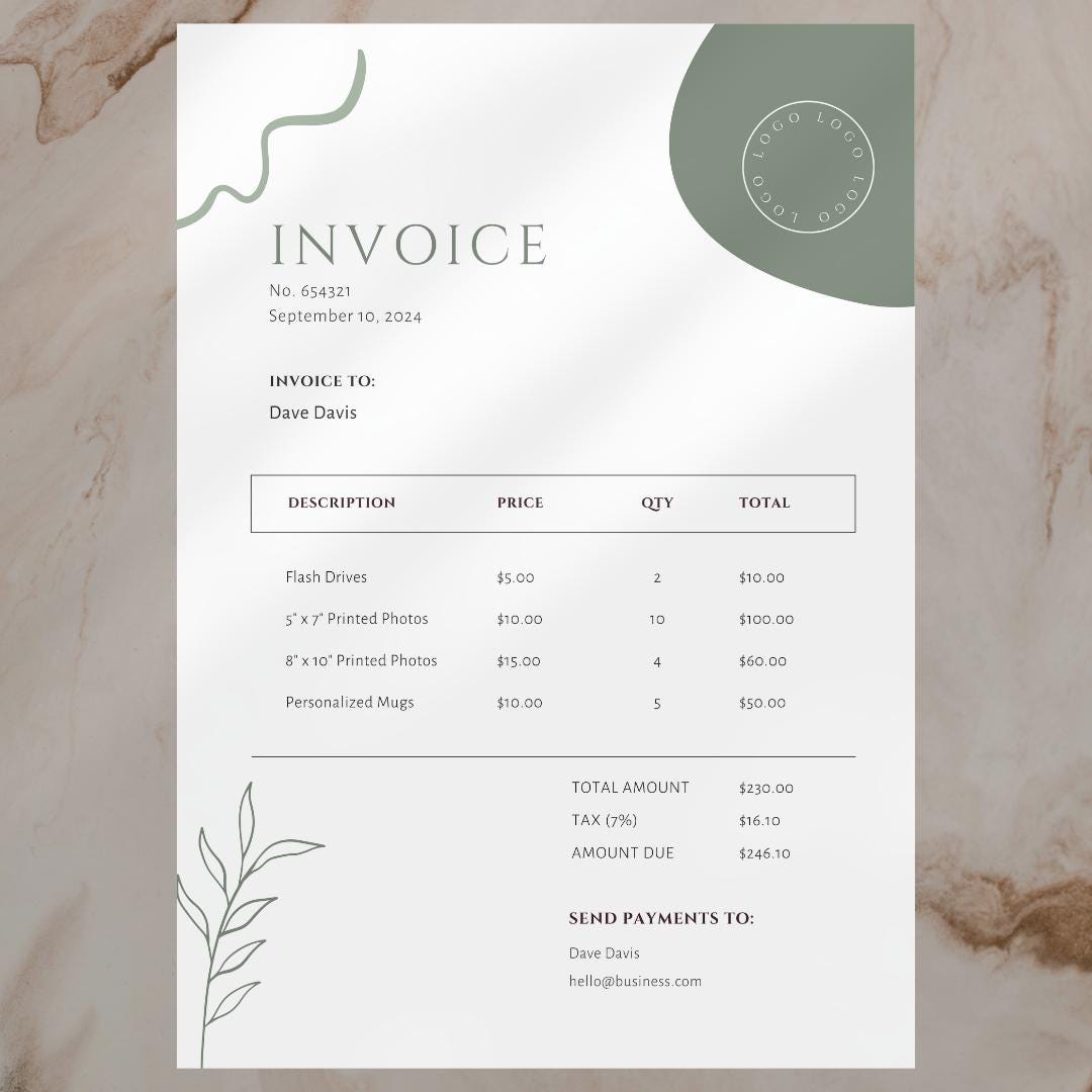 Invoice Template - Minimalist Studio Invoice, Small Business Template ...