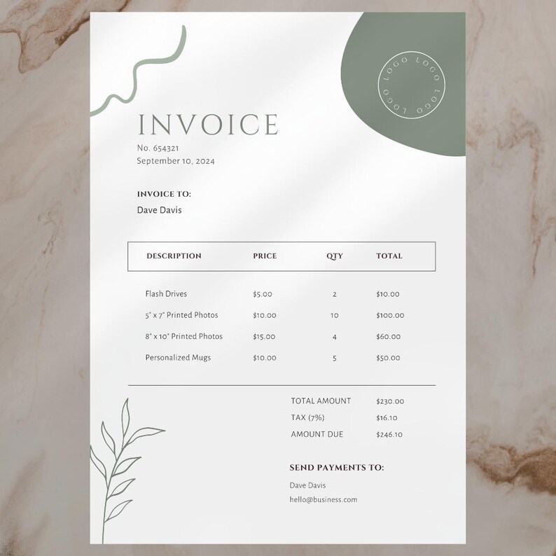 Invoice Template - Minimalist Studio Invoice, Small Business Template ...