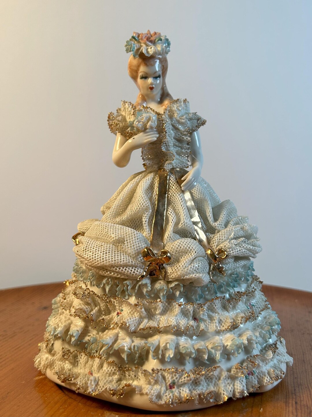 1950s Heirlooms of Tomorrow Porcelain Figurine, White, Gold, Blue - Etsy
