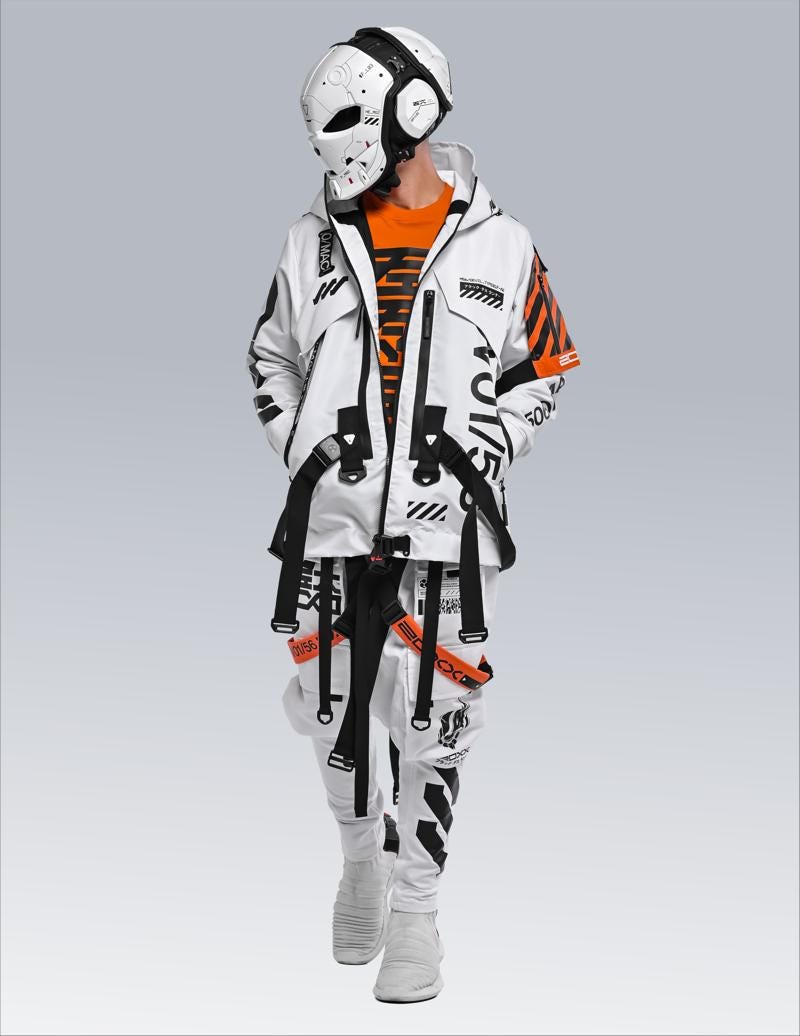 Machine56 Techwear Jacket White Black, Cybernetic Series Jacket ...