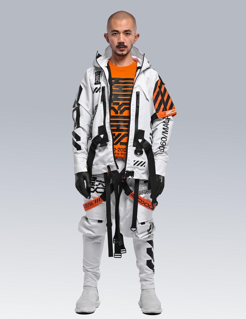 Machine56 Techwear Jacket White Black, Cybernetic Series Jacket ...