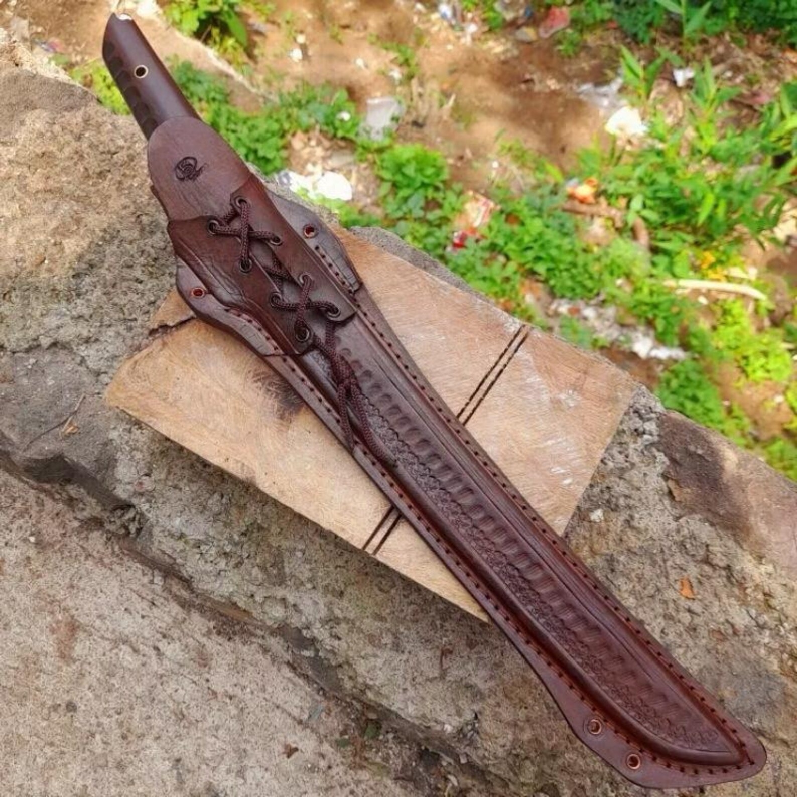 Traditional Ethnic Machete Art With Real Wood , Leather Cover ...