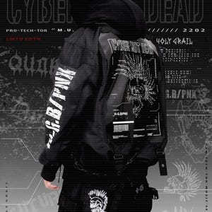 Holygrail Men's Techwear Cyberpunk Black Jacket, Cybernetic Series ...