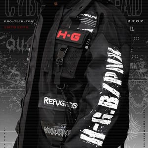 Holygrail Men's Techwear Cyberpunk Black Jacket, Cybernetic Series ...