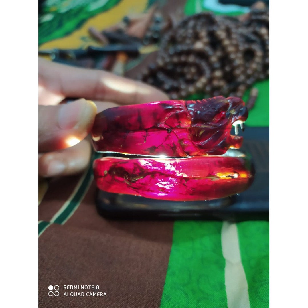 Original Red Bahar Root Bracelet Natural Carved Side Tiger 7.8 Inci - Etsy