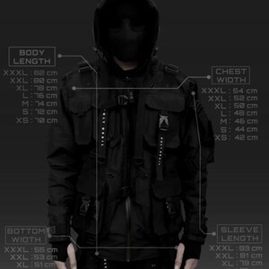 Holygrail Men's Techwear Cyberpunk Black Jacket, Cybernetic Series ...