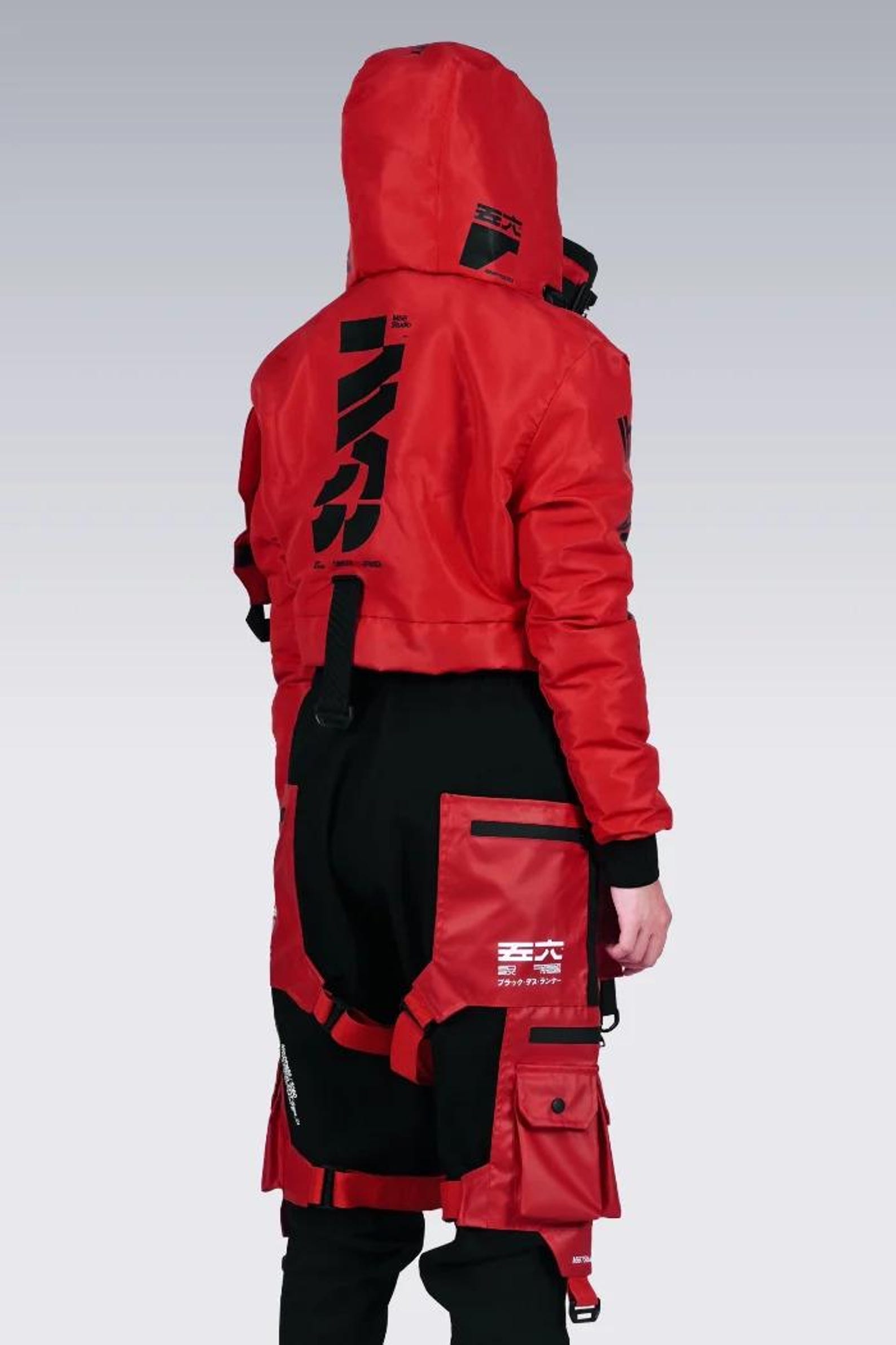 Machine56 Techwear, Cybernetic Cyberpunk Jacket, RED Jacket Hoodie Full ...