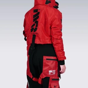 Machine56 Techwear, Cybernetic Cyberpunk Jacket, RED Jacket Hoodie Full ...