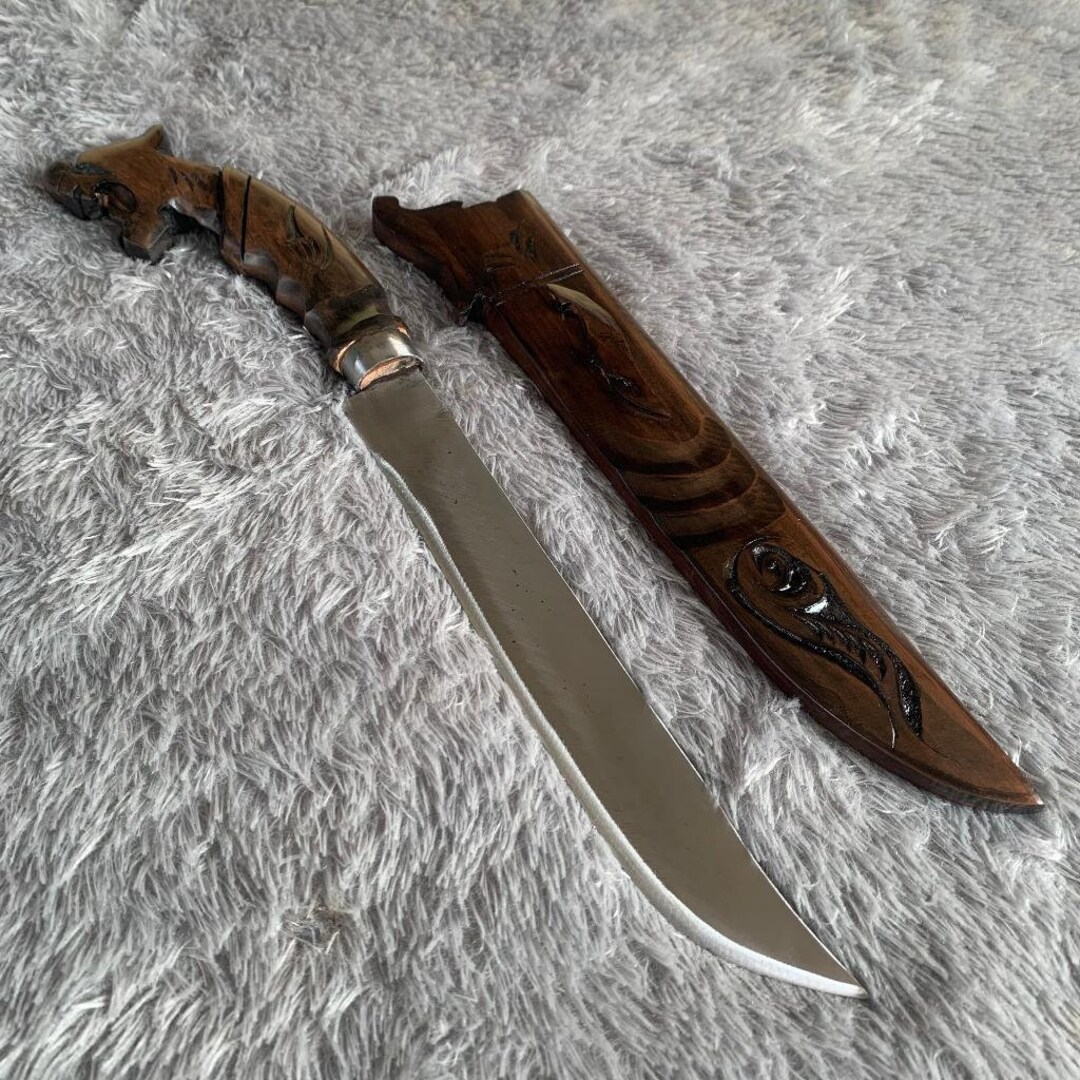 Traditional Ethnic Machete Art With Real Wood Carving Crafts ...