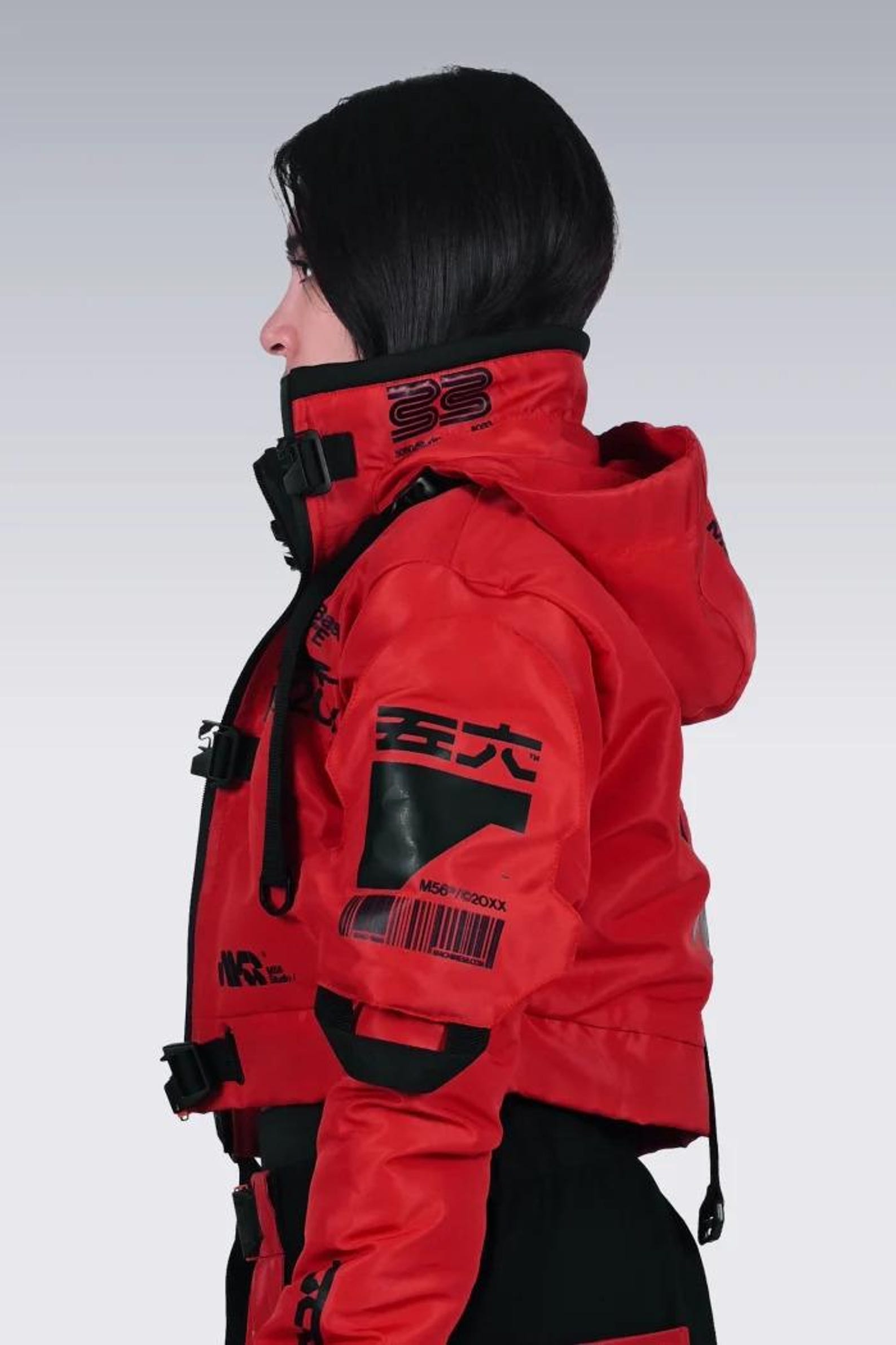 Machine56 Techwear, Cybernetic Cyberpunk Jacket, RED Jacket Hoodie Full ...