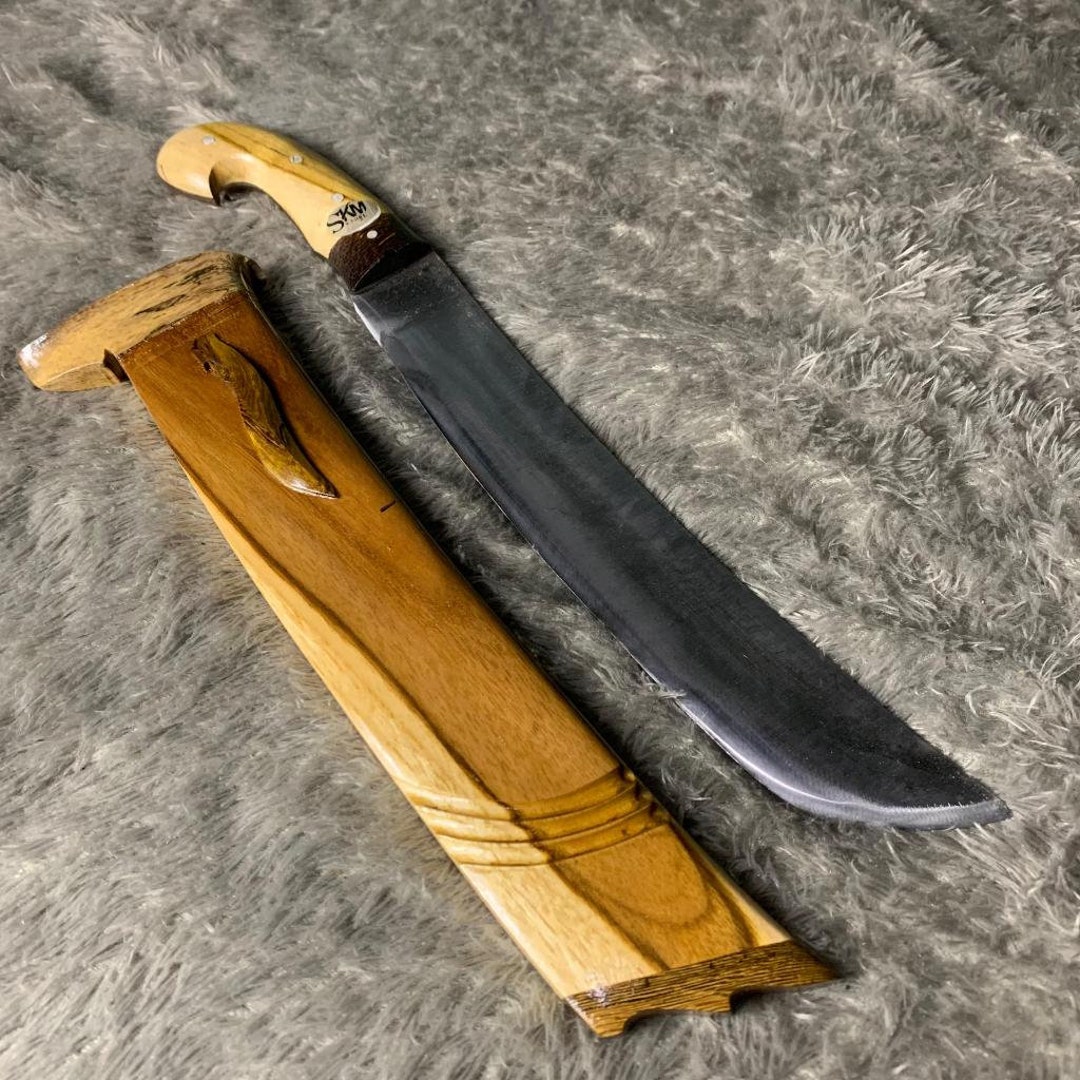 Traditional Ethnic Machete Art With Real Wood Carving Crafts, Suitable ...