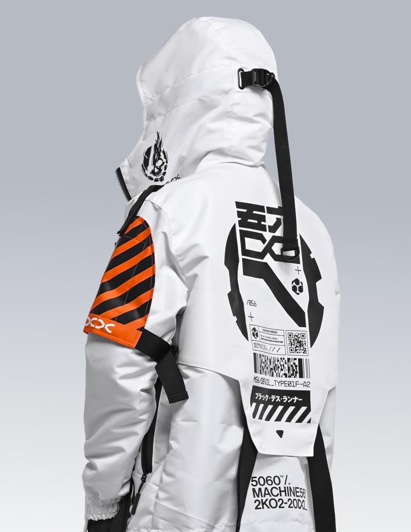 Machine56 Techwear Jacket White Black, Cybernetic Series Jacket ...
