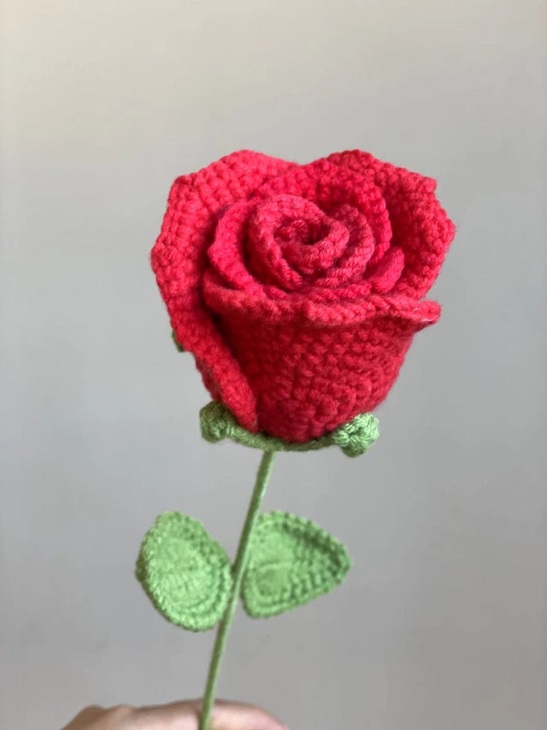 Crochet Rose Crochet Single Flower, Love Red Rose Home Decor Gift ...