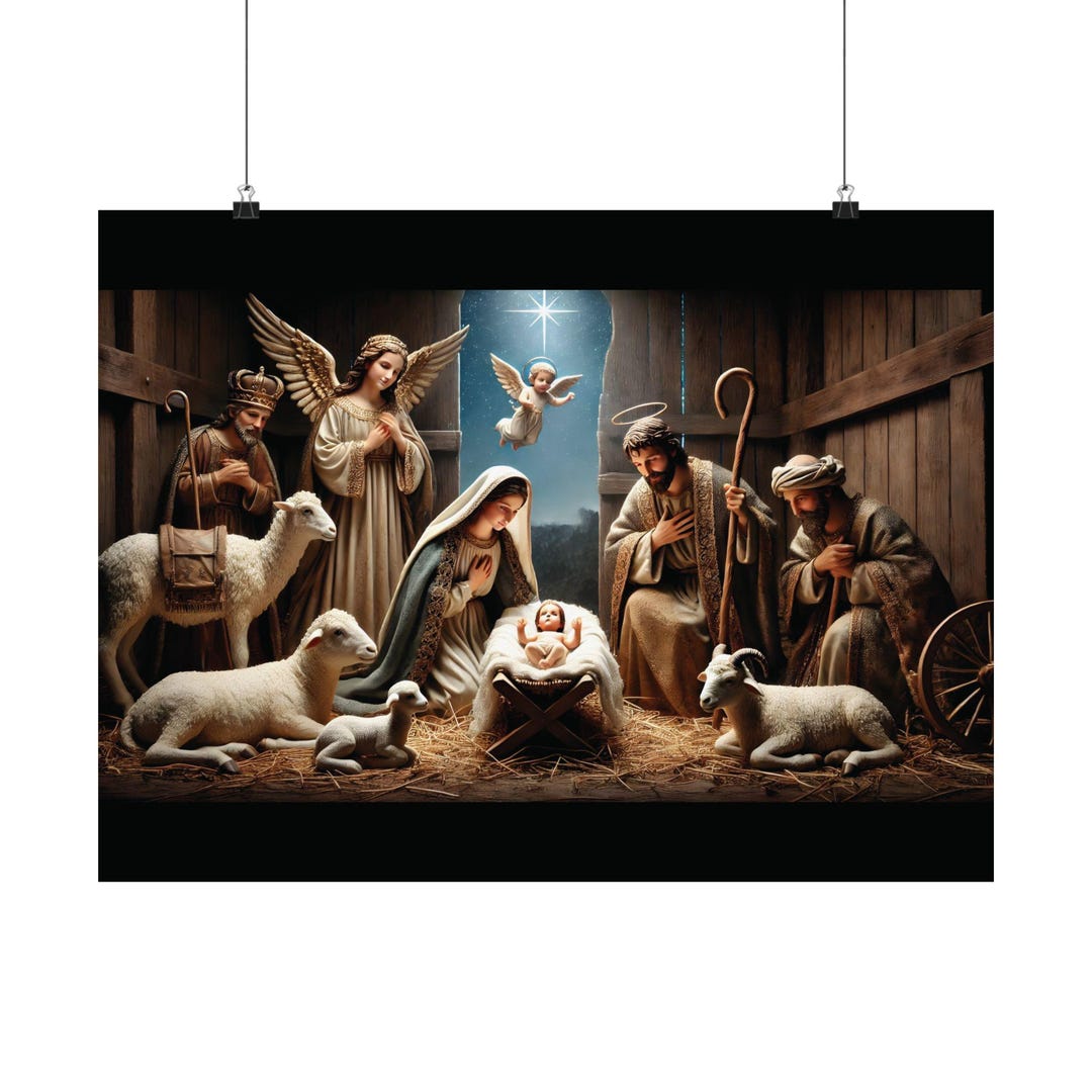 Nativity Scene Poster Nativity Scene Christmas Decor Art Detailed ...