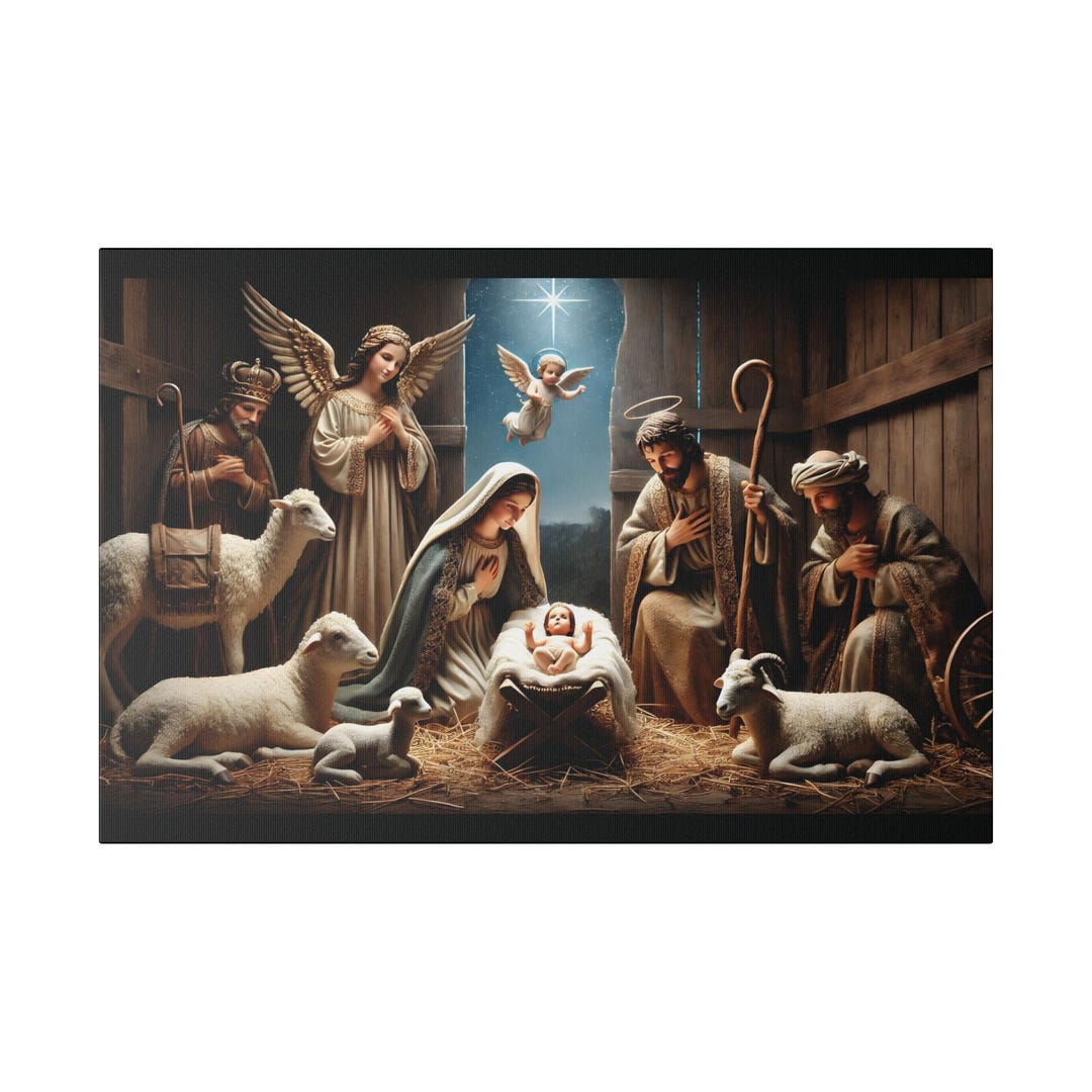 Nativity Scene Canvas Print Wall Art Nativity Scene Christmas Decor Art ...