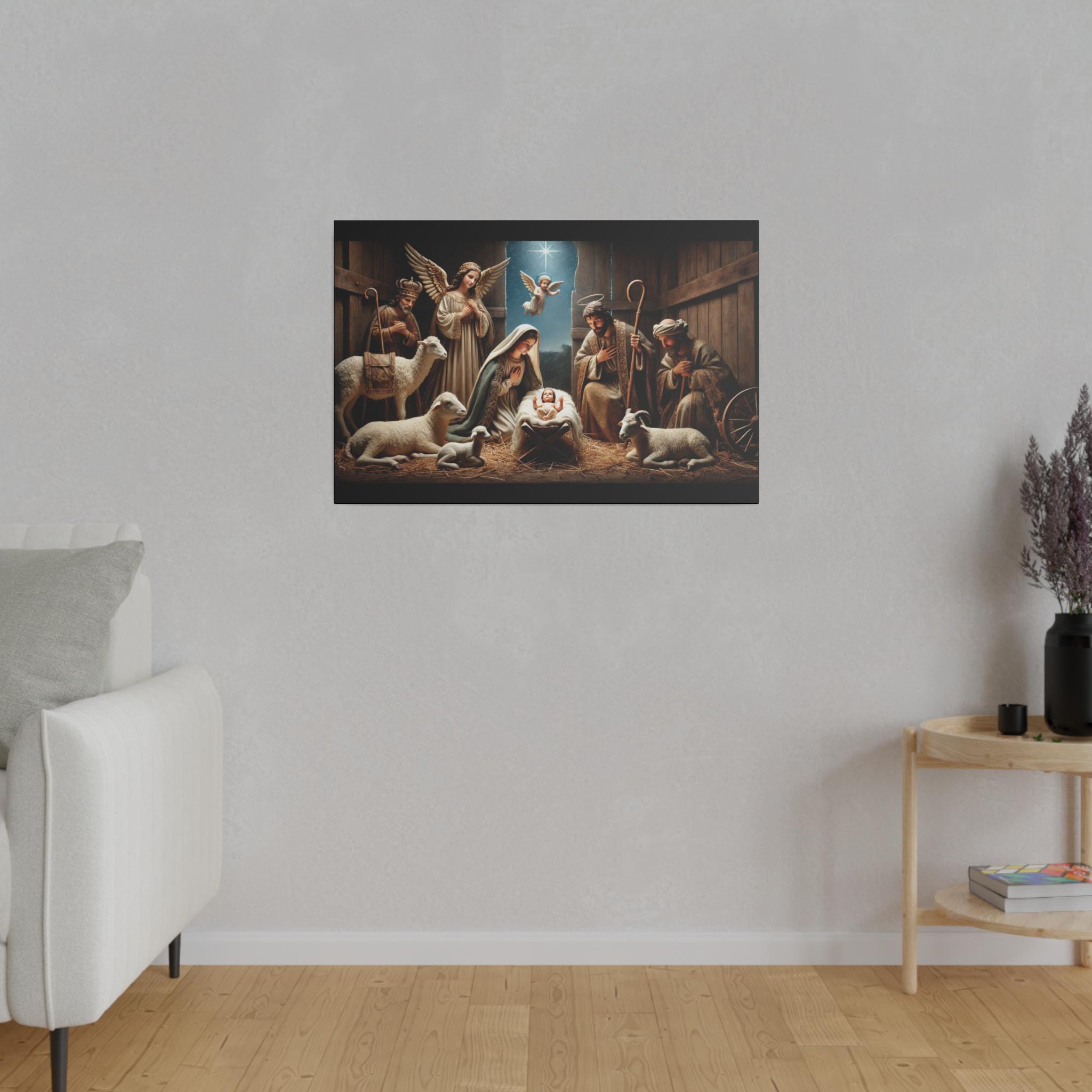 Realistic Nativity Scene Christmas Matte Canvas, Detailed Nativity Set ...