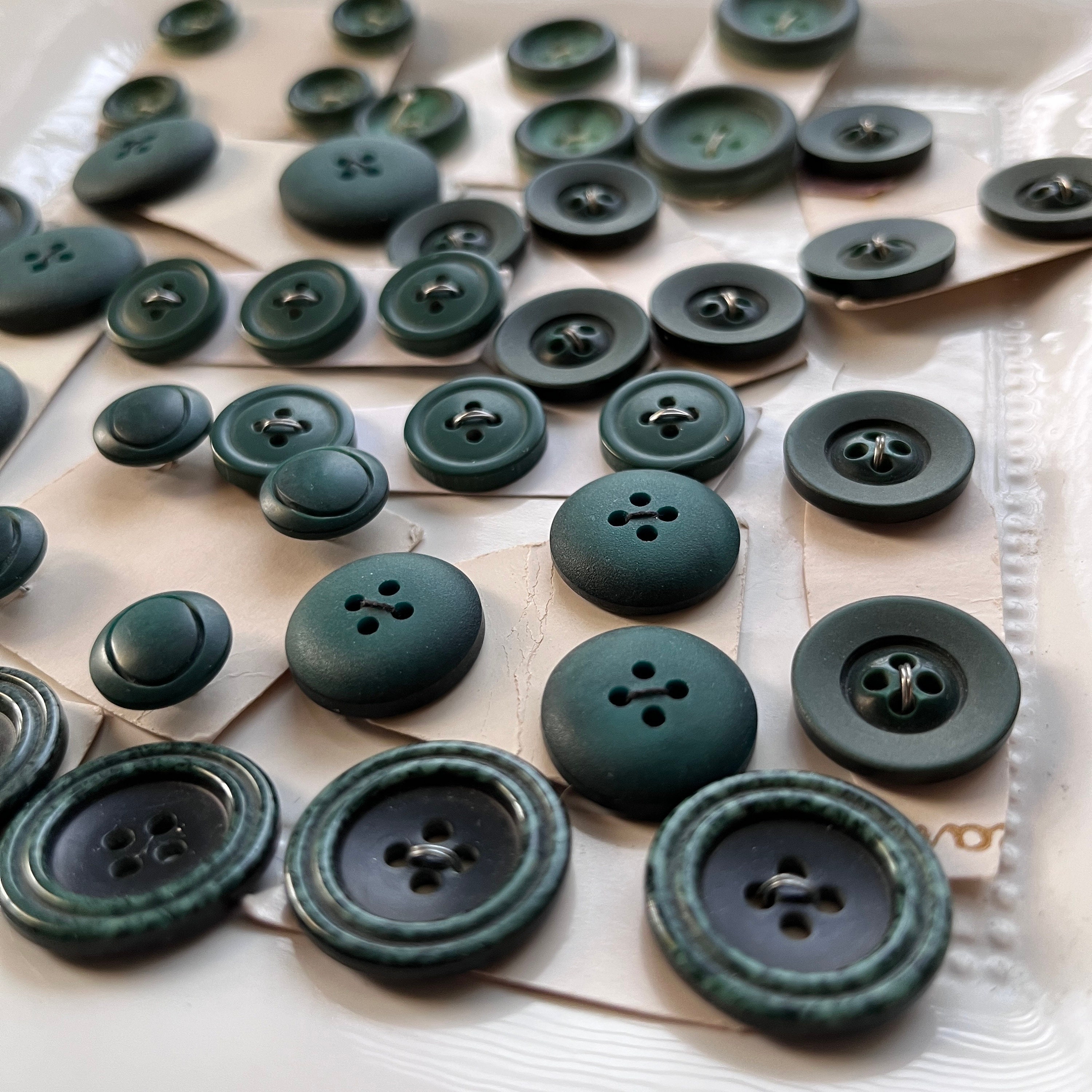 Dark Green Vintage Buttons by Lamode, Various Sizes 4 Hole Sew-thru ...