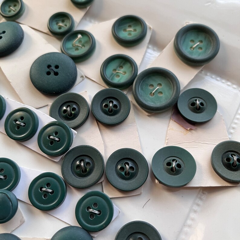 Dark Green Vintage Buttons by Lamode, Various Sizes 4 Hole Sew-thru ...