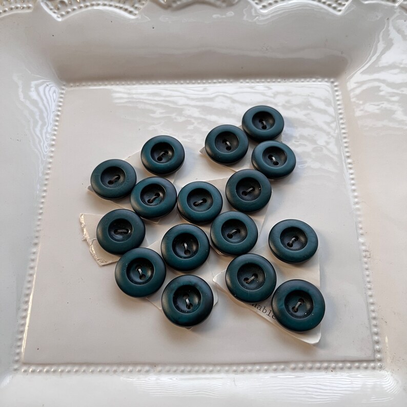 Dark Forest Green Vintage Buttons by Lansing, Large Washable Buttons, 2 ...