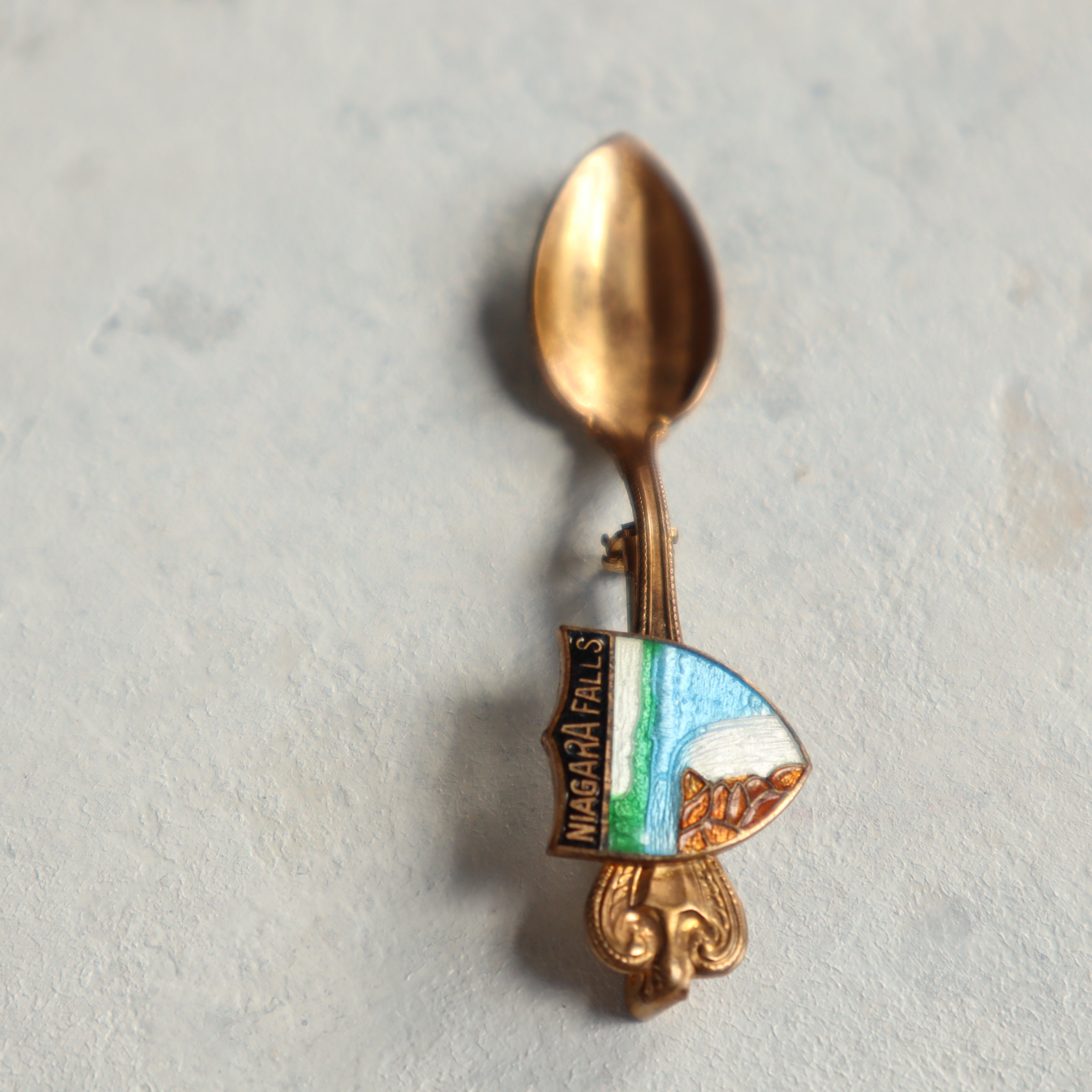 Vintage Spoon Brooch Pin W/ Niagara Falls Enameled Shield - Etsy