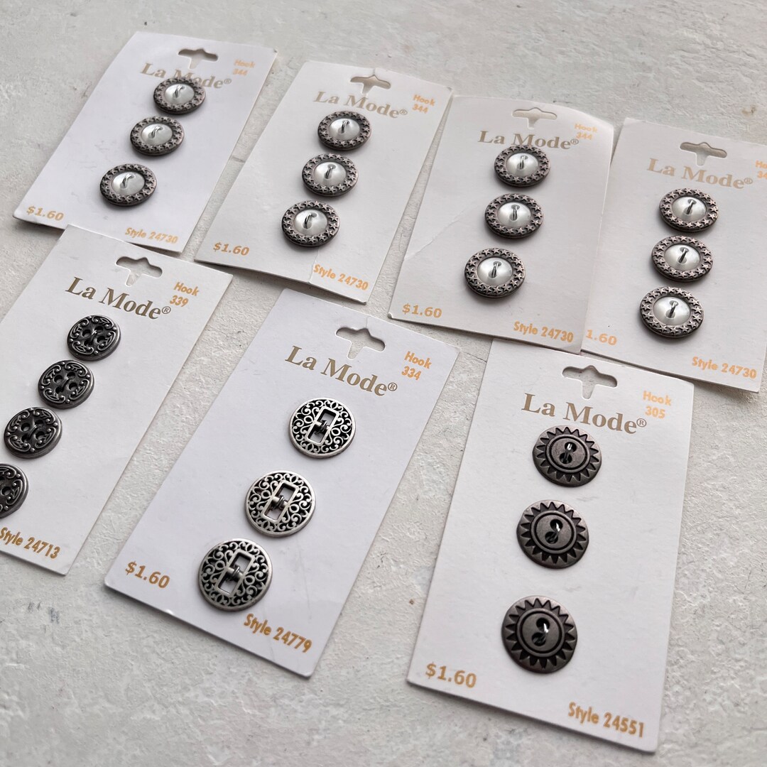 16mm Decorative Metal Buttons, 16mm Oval + Shell Design, 12mm Ornate ...