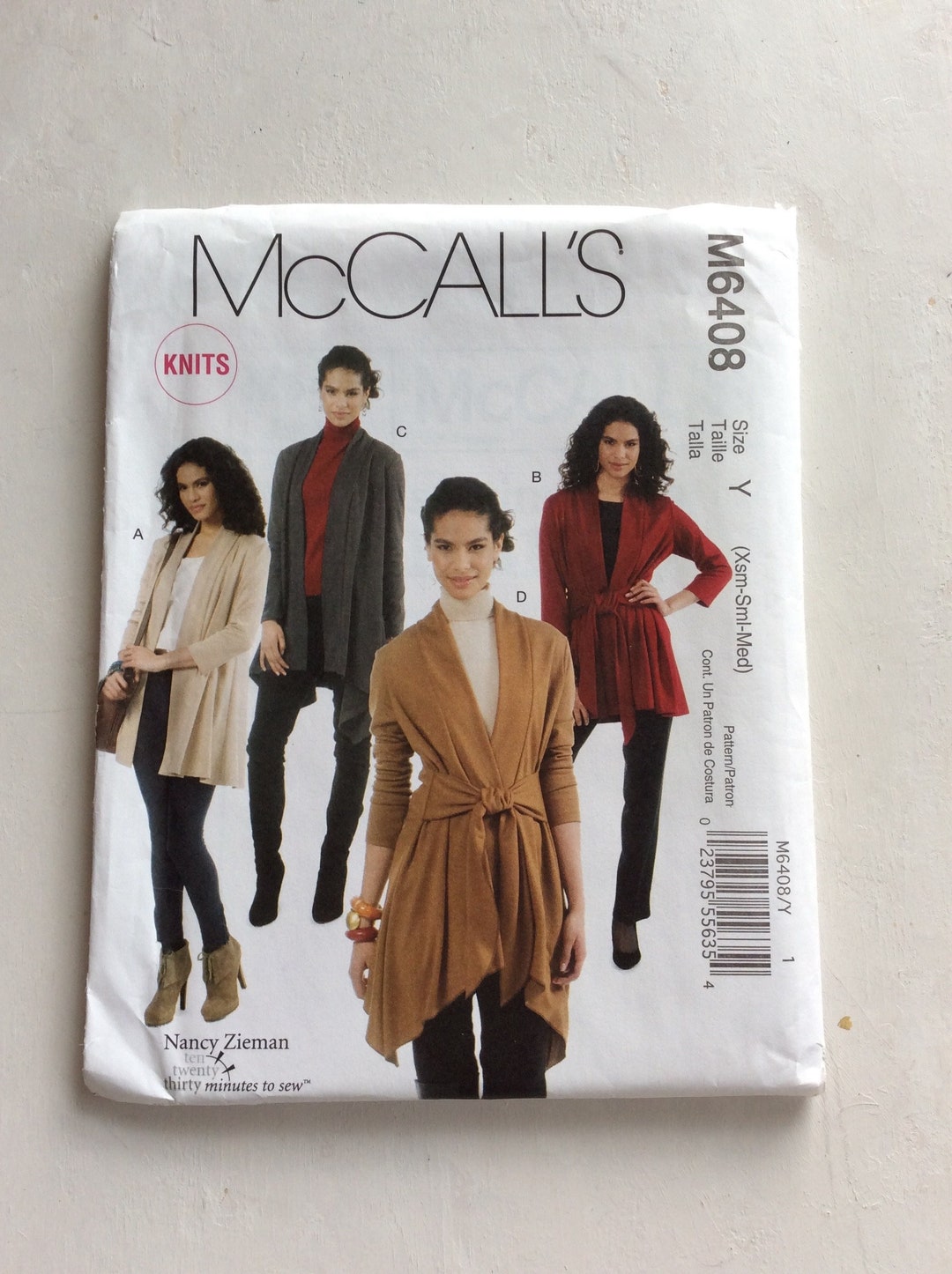 Womens Stretch Knit Jacket Sewing Pattern, Mccalls M6408 Loose Fitting ...